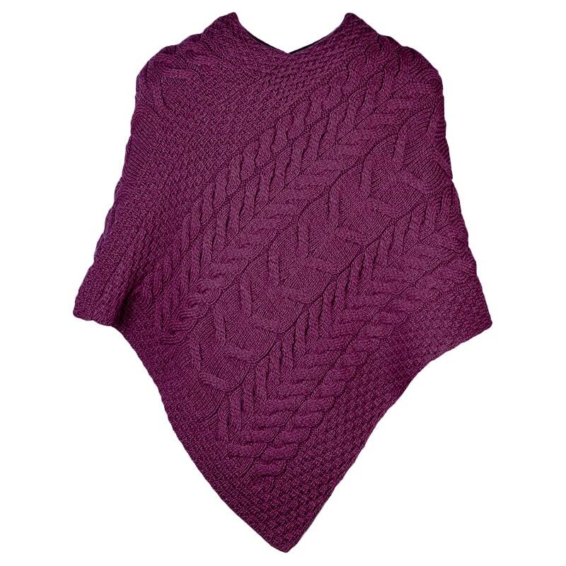 Women's Merino Wool Aran Poncho | ScotlandShop