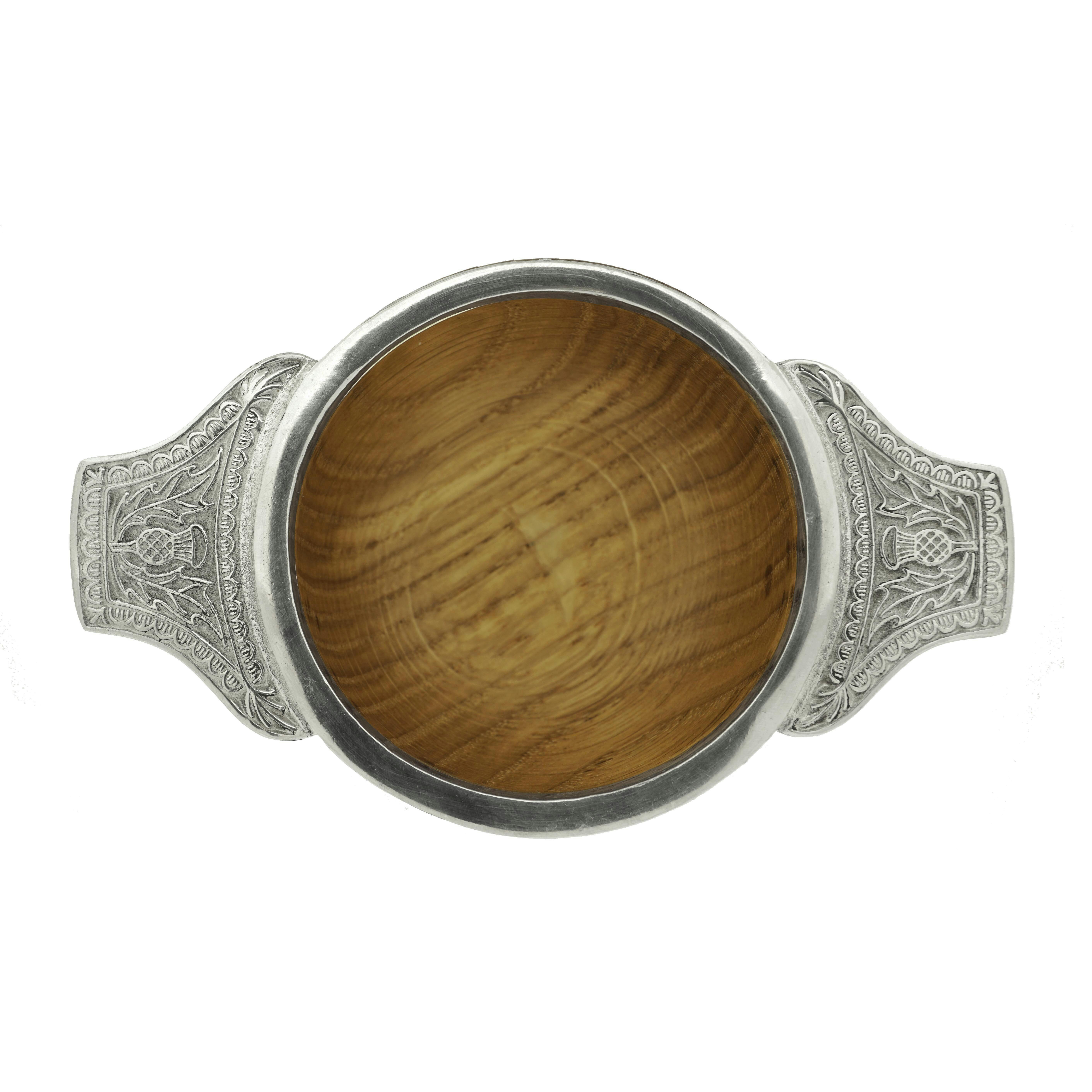Carved Oak Quaich | Up to 500 Tartans | ScotlandShop