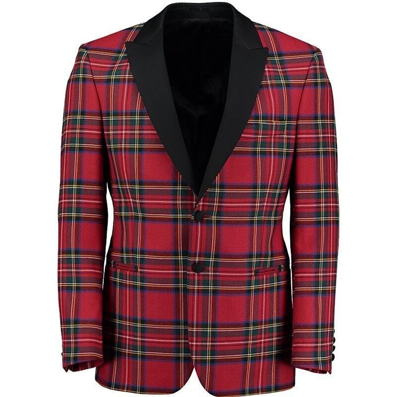 Men's Single Breasted Plaid Dinner Jacket | Up to 500… | ScotlandShop
